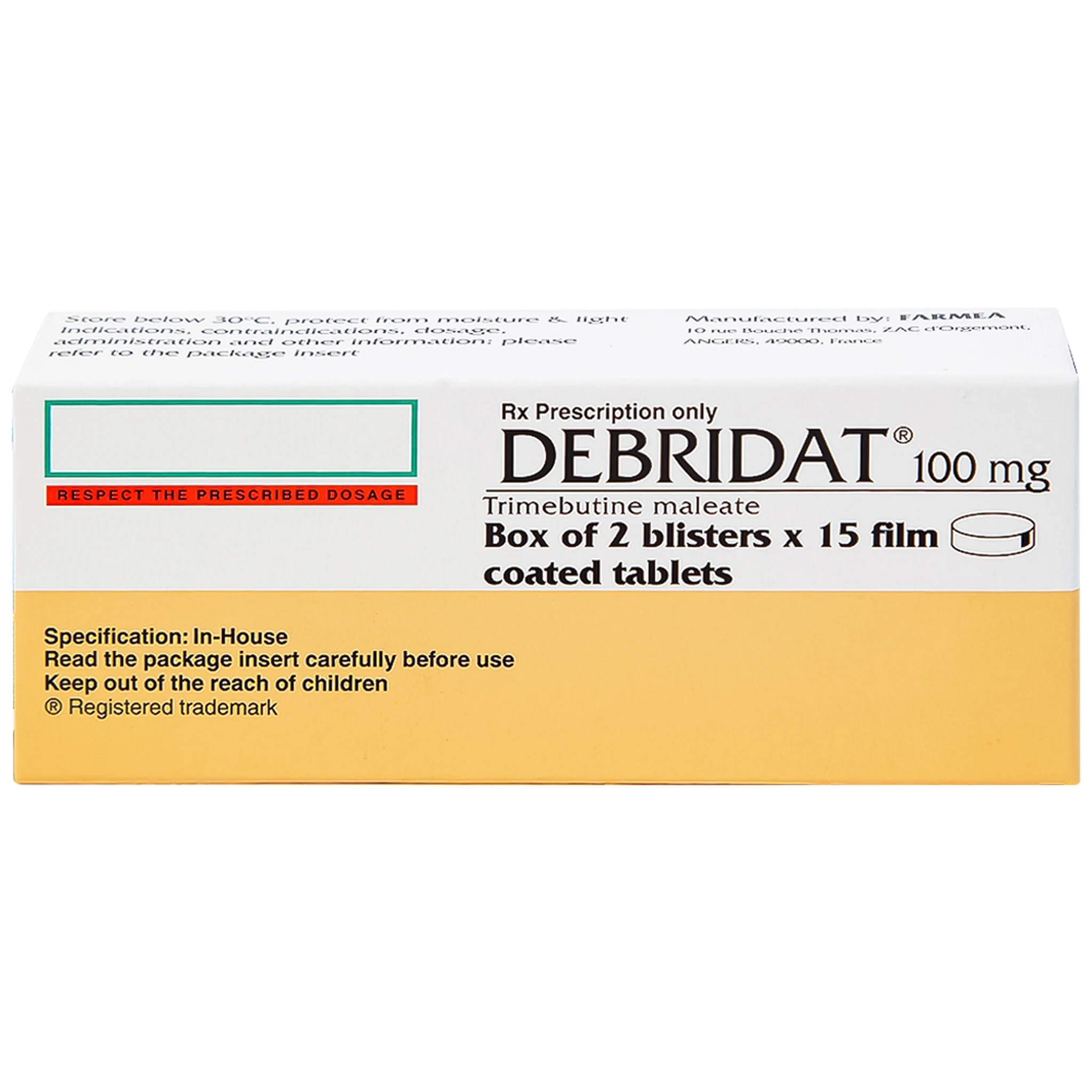 Thuốc Debridat 100mg trị triệu chứng đau đường tiêu hóa (30 viên)