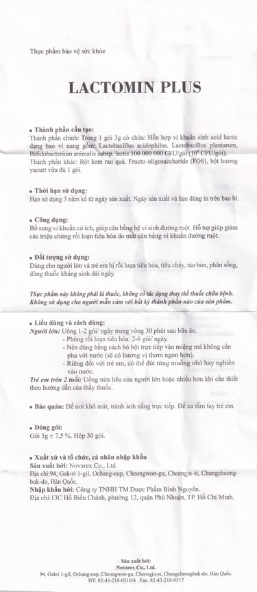 Cốm vi sinh Probiotics Lactomin Plus 3g bổ sung lợi khuẩn (30 gói)