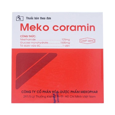 Meko Coramin điều trị suy hô hấp, suy tuần hoàn (5 vỉ x 4 viên)