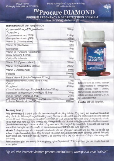 Thuốc bổ Procare Diamond 216mg cho bà bầu (Hộp 30 viên)