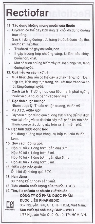 Thuốc Bơm trực tràng Rectiofar 3ml cách dùng như thế nào?