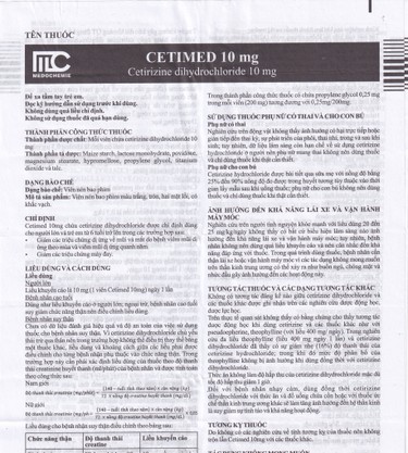 Thuốc Cetimed 10mg Medochemie điều trị triệu chứng viêm mũi dị ứng (1 ...