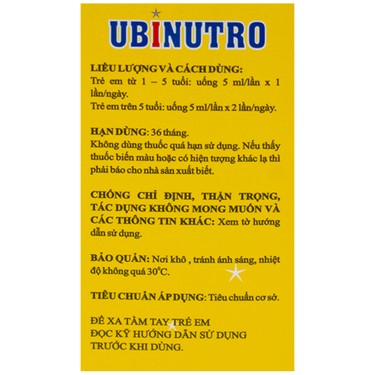 Siro Ubinutro Nam Hà bổ sung acid amin, vitamin và kẽm (120ml)