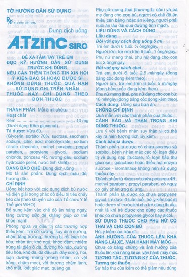 Siro A.Tzinc 10mg/5ml bổ sung kẽm, tăng sức đề kháng (30 ống)