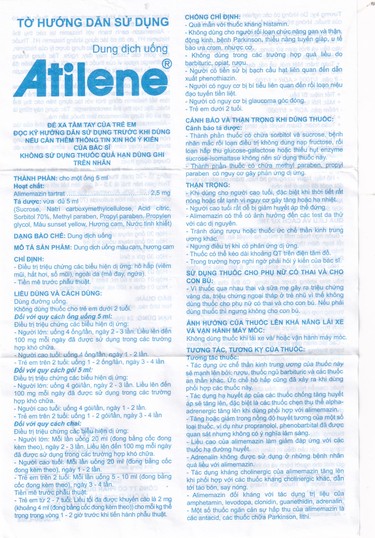 Thuốc Atilene 2,5mg/5ml điều trị bệnh hô hấp, viêm mũi, hắt hơi