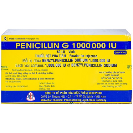 Thuốc tiêm Penicillin G điều trị vết thương nhiễm khuẩn (50 lọ)