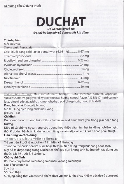 Thuốc Duchat phòng, trị thiếu vitamin, acid amin (20 ống x 7.5ml)