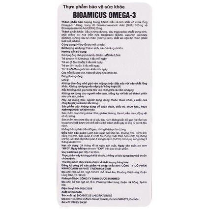 Bioamicus Omega-3 cải thiện thị lực, bổ não (30ml)