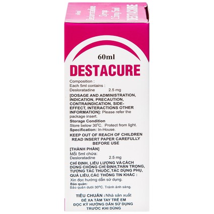 Thuốc Destacure 2.5mg/5ml trị viêm mũi dị ứng, mày đay (60ml)