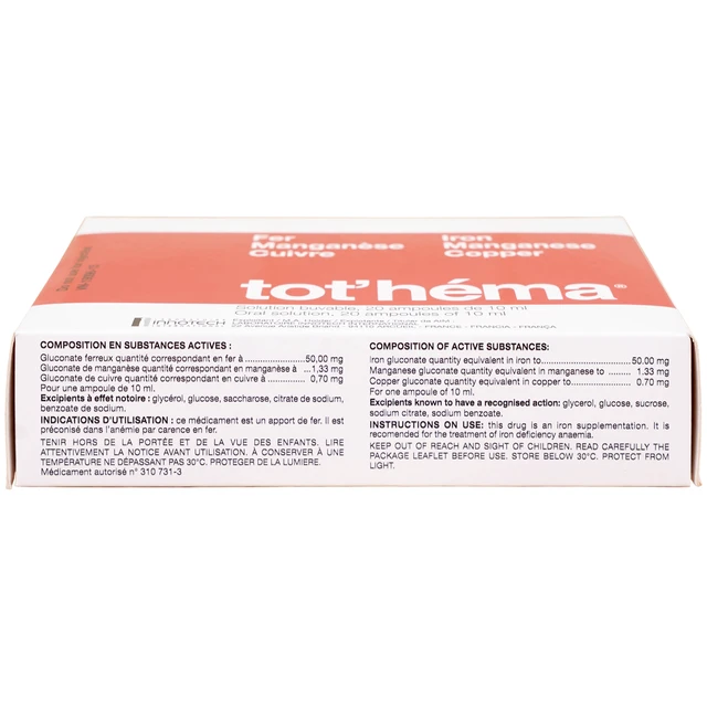 Thuốc Tothema Innothera điều trị thiếu máu (2 vỉ x 10 ống)