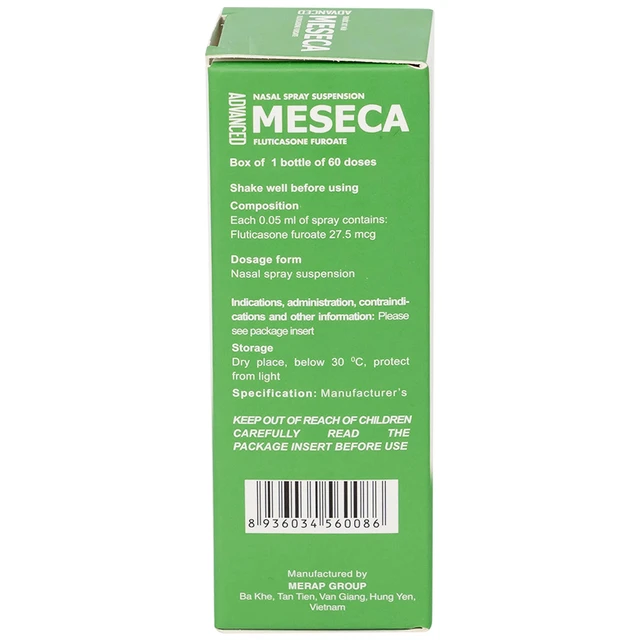Thuốc xịt mũi Meseca Advanced Merap điều trị các triệu chứng chảy nước ...