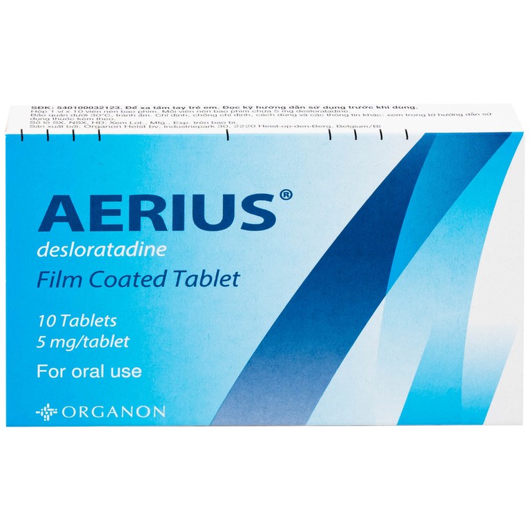 Thuốc Aerius 5mg giảm viêm mũi dị ứng, mày đay (1 vỉ x 10 viên)