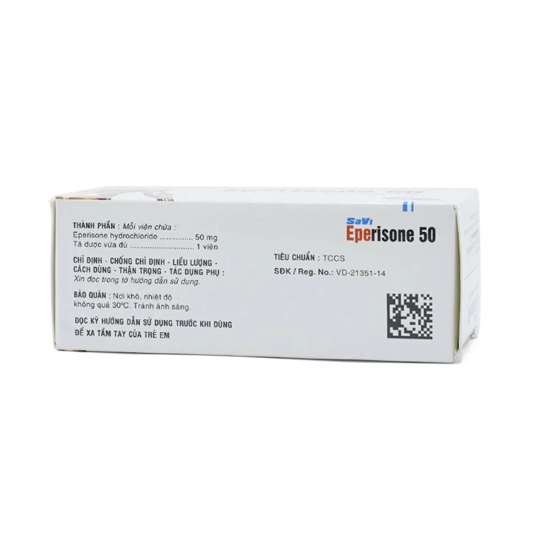 Thuốc Eperisone 50mg trị cứng cơ, viêm xương khớp (5 vỉ x 10 viên)