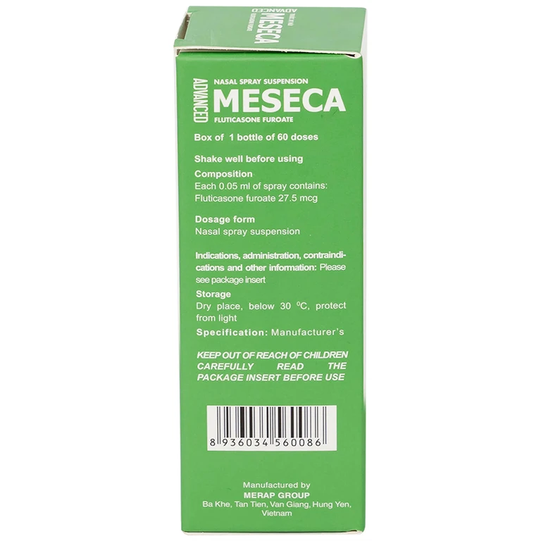 Thuốc xịt mũi Meseca Advanced Merap điều trị các triệu chứng chảy nước ...