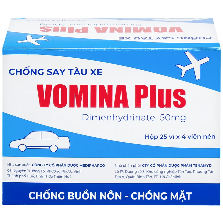 Thuốc Vomina Plus 50mg phòng và điều trị chứng buồn nôn, chóng mặt (25 ...