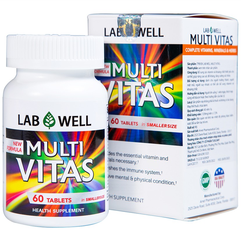 Viên uống bổ sung vitamin Multi Vitas Lab Well 60 viên Hoa Kỳ