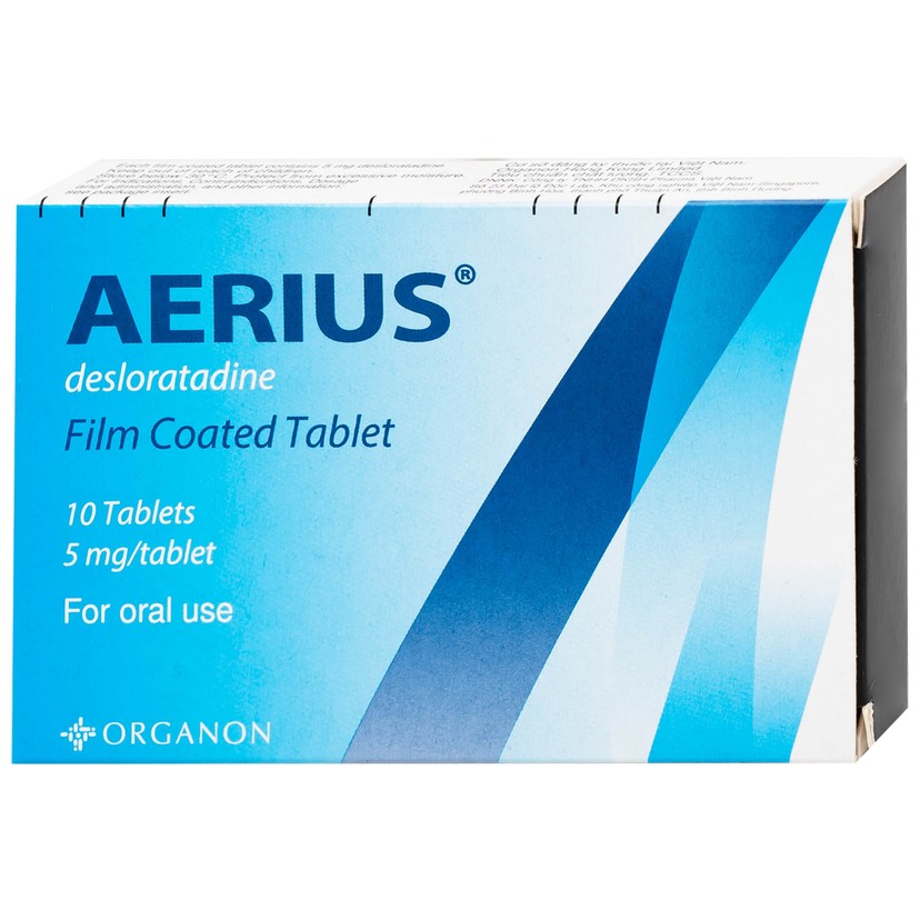 Thuốc Aerius 5mg giảm viêm mũi dị ứng, mày đay (1 vỉ x 10 viên)