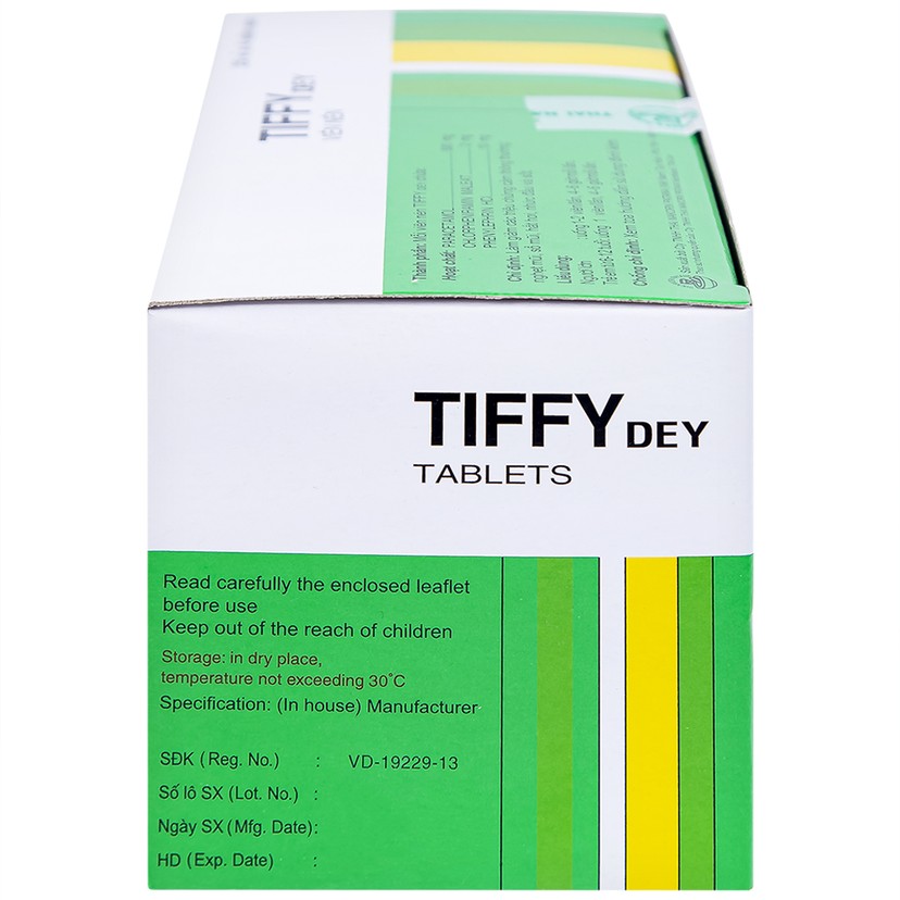 Tiffy Dey trị cảm cúm, sổ mũi, hắt hơi (25 vỉ x 4 viên)