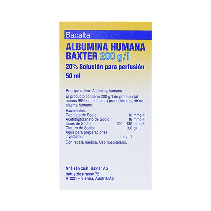 Thuốc Human Albumin Baxter 200G/L 20% 50ml - Long Châu