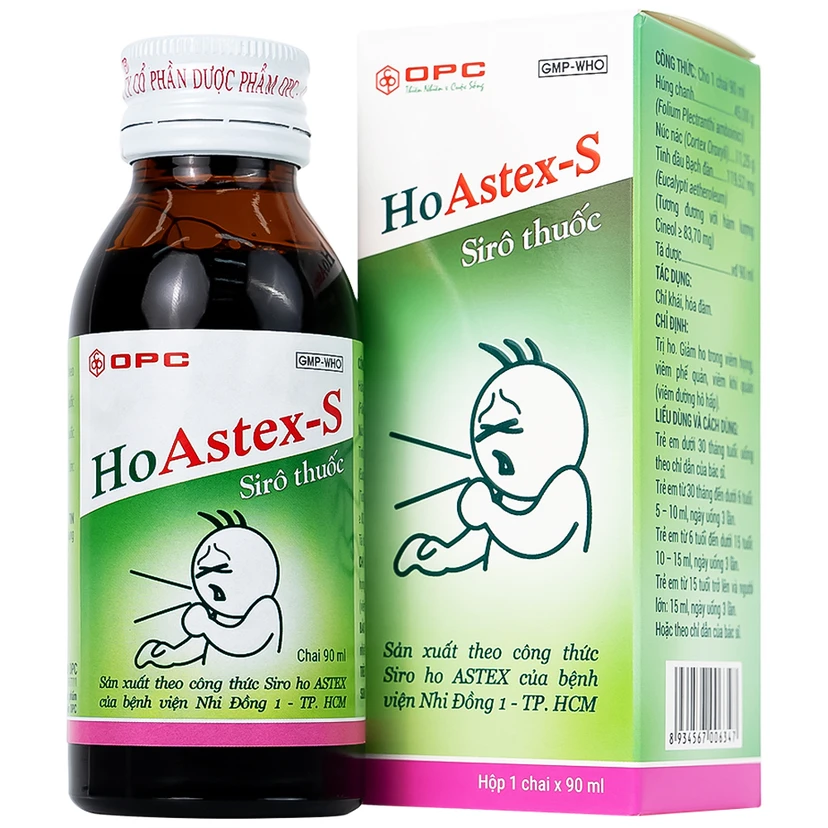 Siro HoAstex 90ml trị ho, giảm ho trong viêm họng, viêm phế quản
