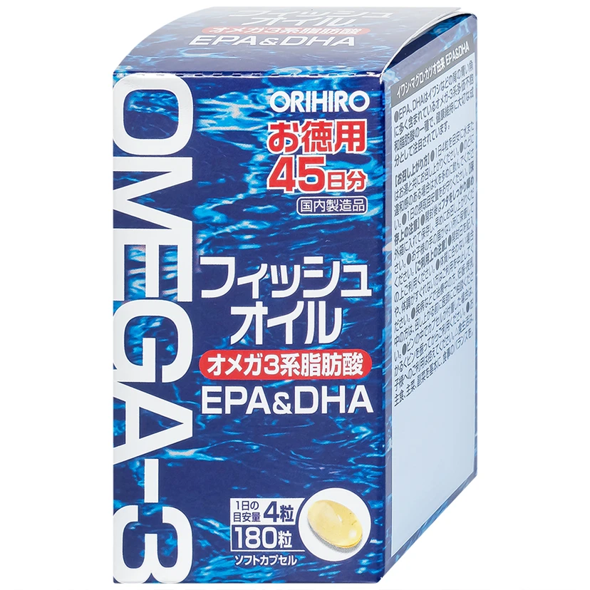 Viên dầu cá Orihiro Fish Oil bổ não và thị lực (180 viên)