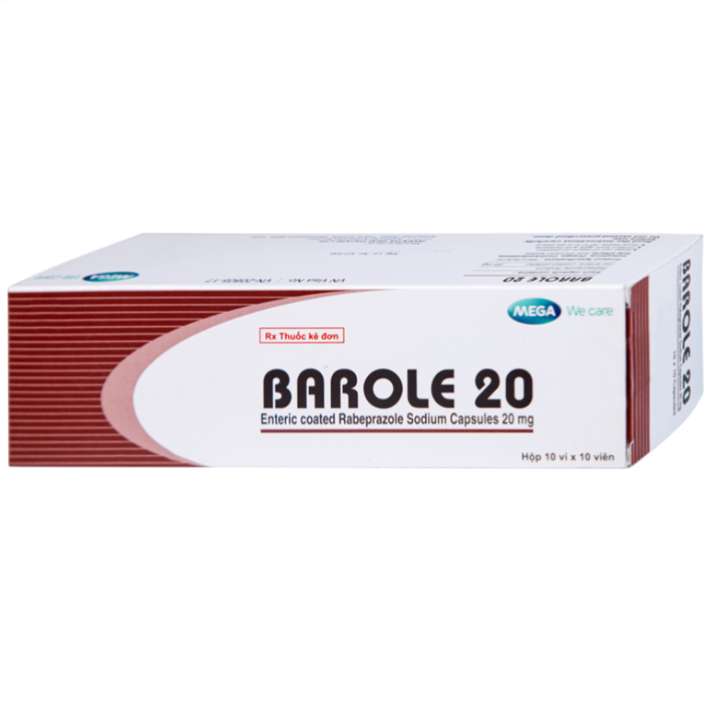 Barole 20mg: Thuốc trị viêm loét, trào ngược dạ dày (100 viên)