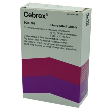 Cebrex 40mg: Thuốc điều trị rối loạn chức năng não (120 viên)