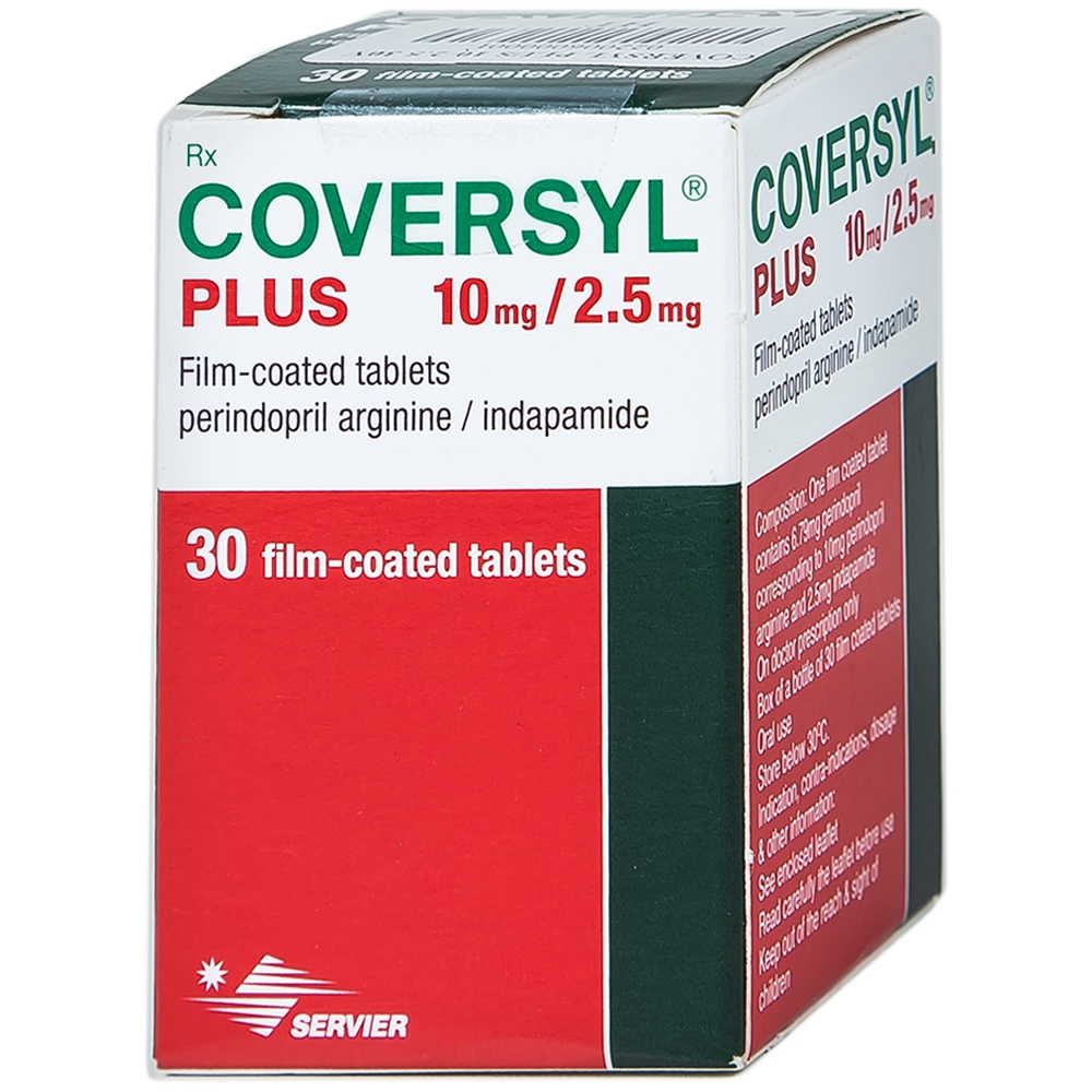 Coversyl Plus 10mg/2.5mg Thuốc trị tăng huyết áp (30 viên)