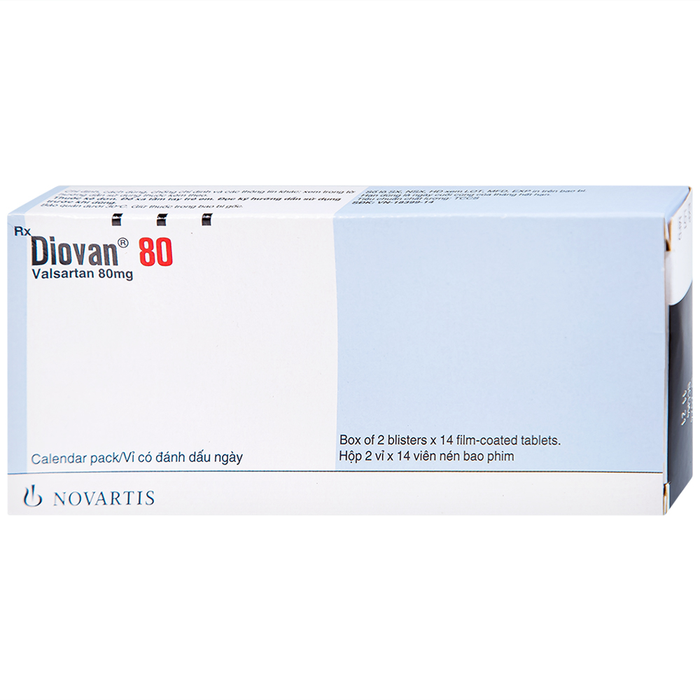 Thuốc Diován 80mg trị tăng huyết áp, suy tim (2 vỉ x 14 viên)