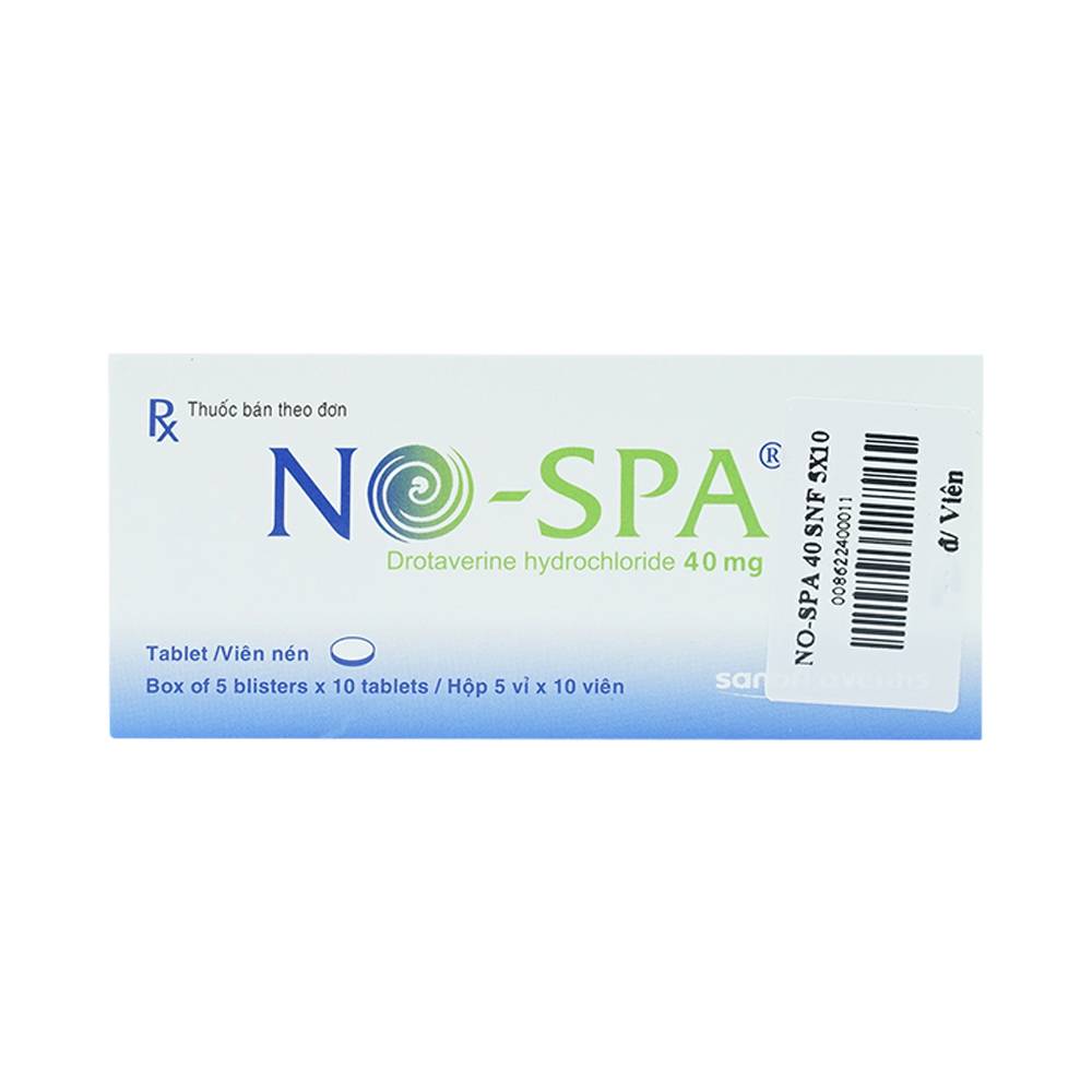 Thuốc No-Spa 40mg giảm đau, trị co thắt cơ trơn (5 vỉ x 10 viên)