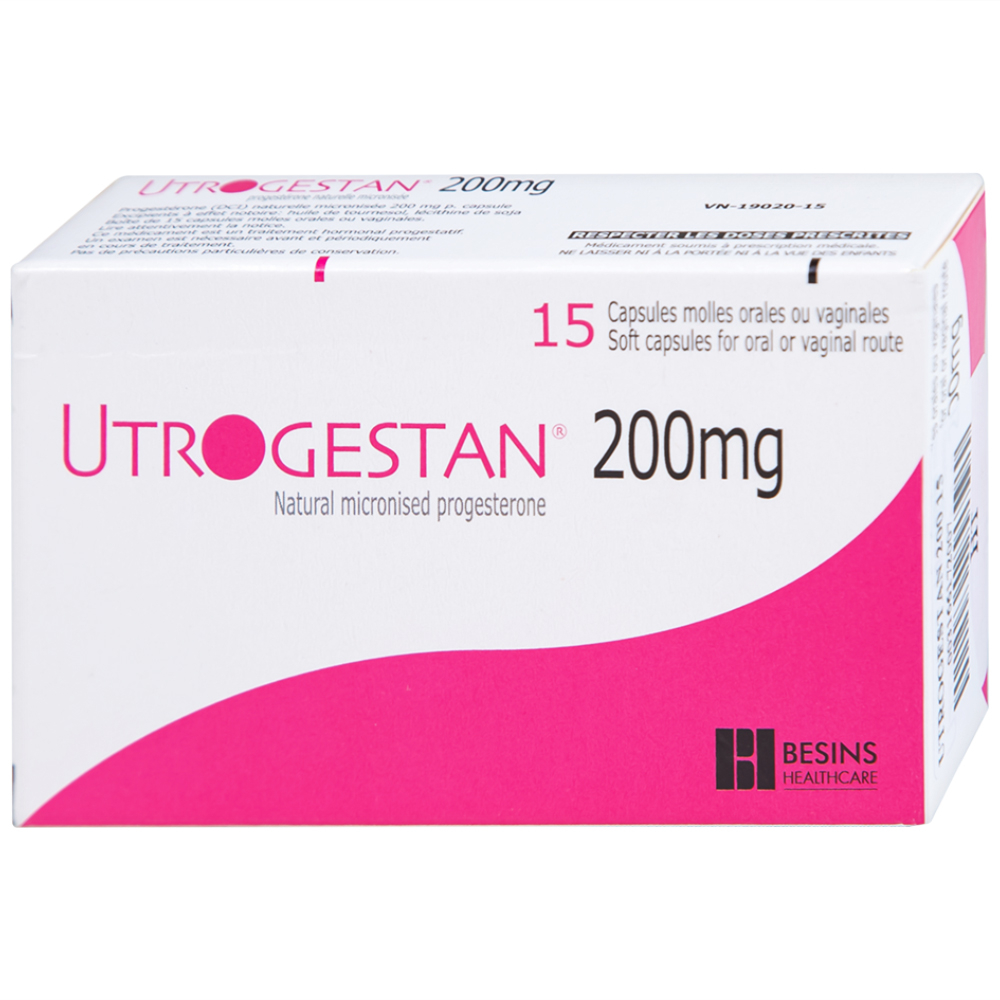 Thuốc Utrogestan 200mg bổ sung nội tiết tố nữ (Hộp 15 viên)