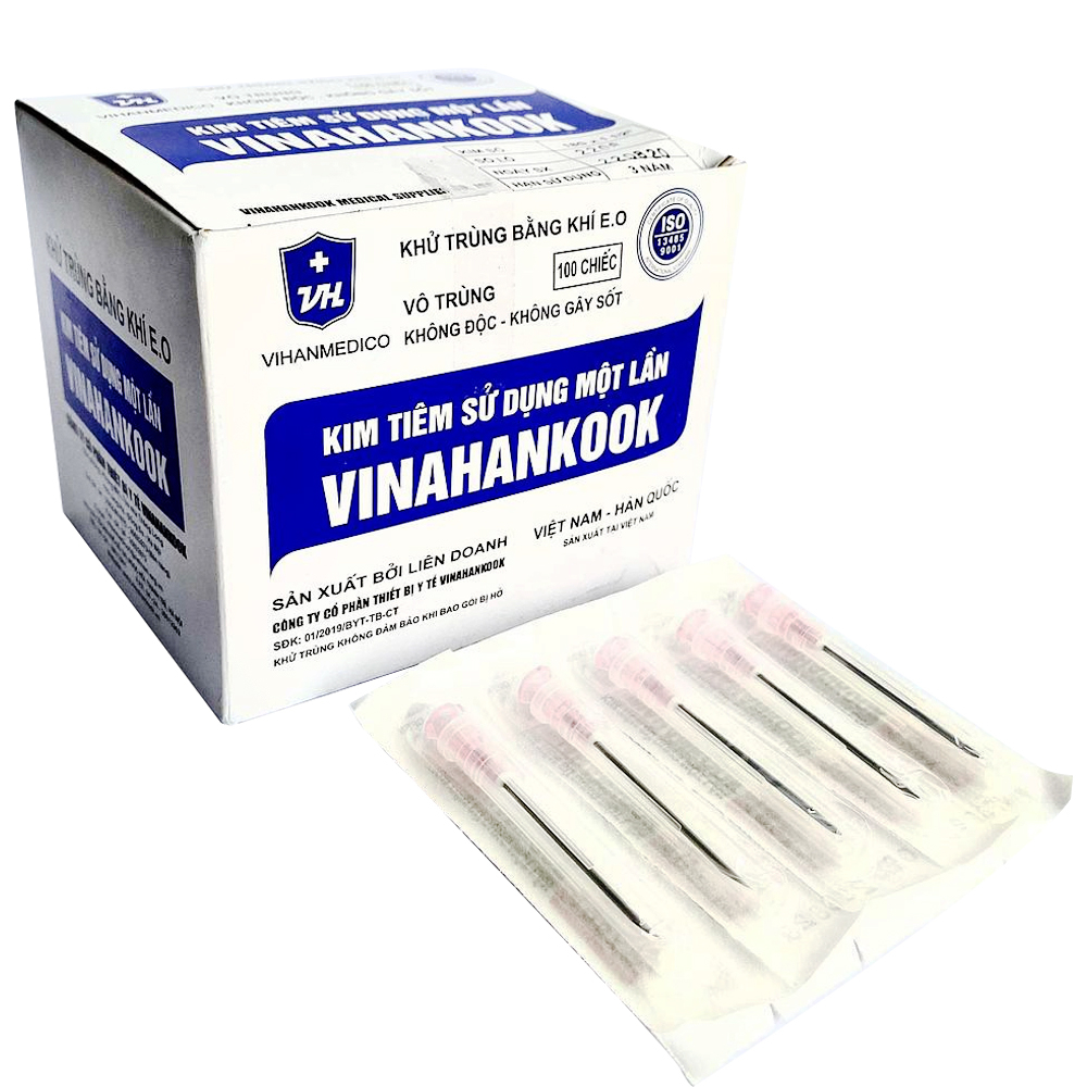 Đầu kim tiêm 18 Vinahankook vô trùng (Hộp 100 cái)