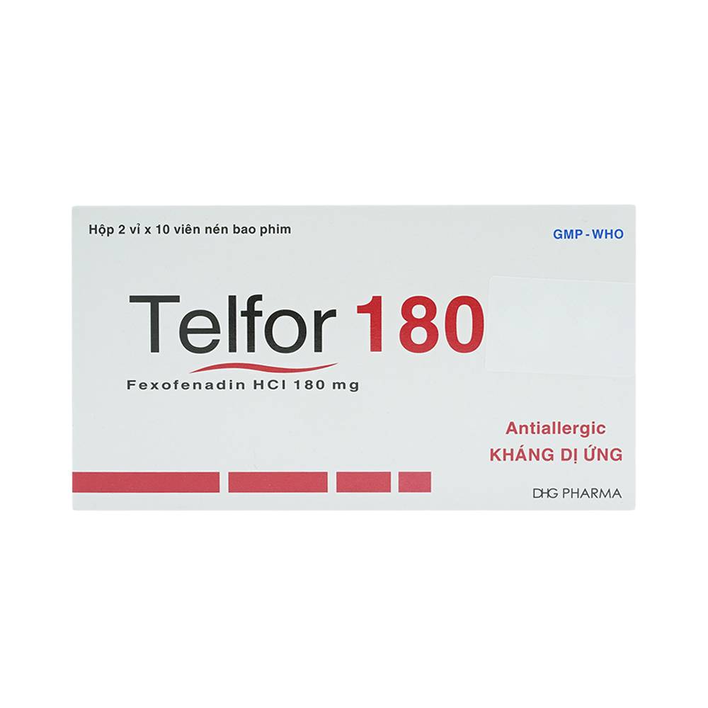 Thuốc Telfor 180 chống dị ứng (Hộp 2 vỉ x 10 viên)