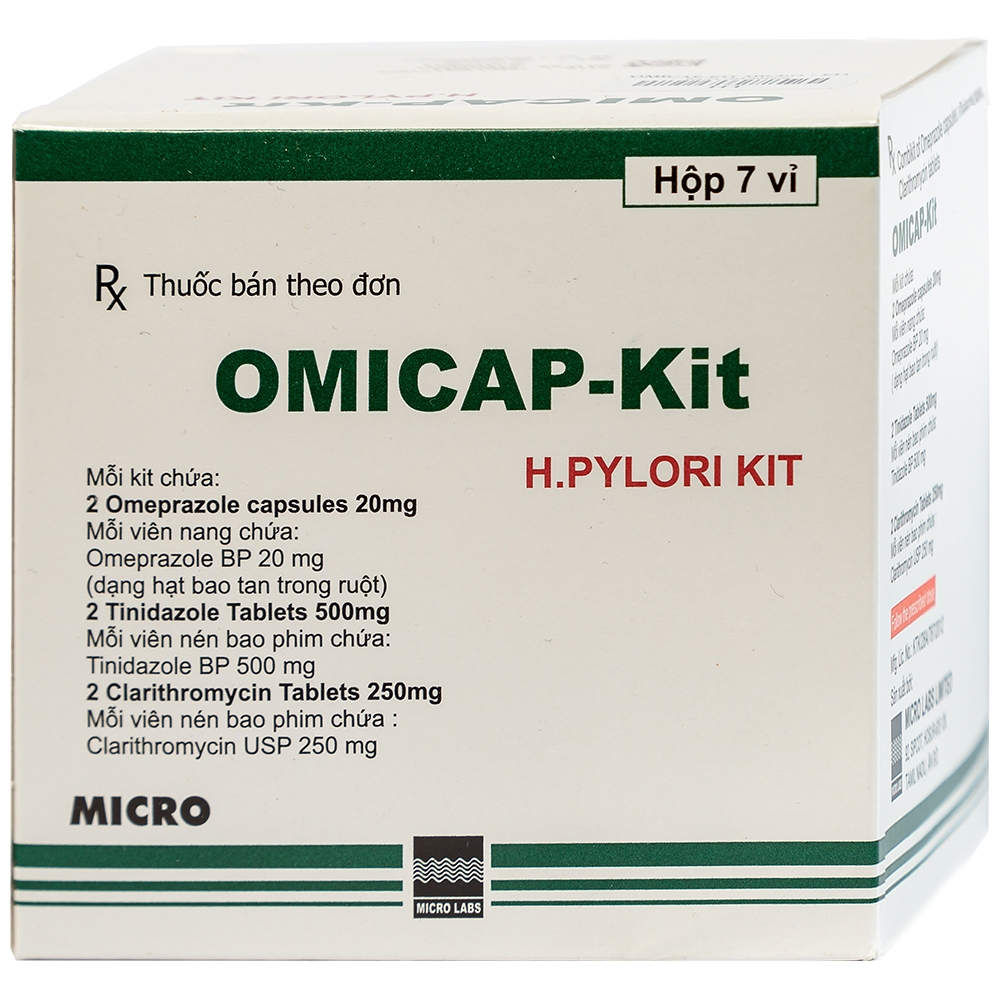 Thuốc Omicap - Kit Micro điều trị viêm loét dạ dày (Hộp 7 vỉ)