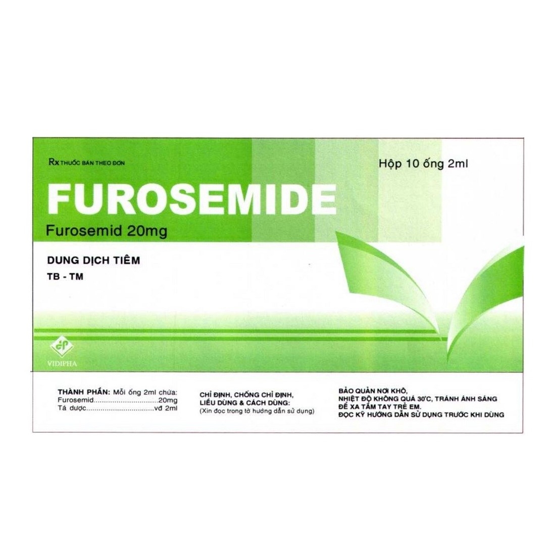 Thuốc Furosemide 20mg điều trị phù phổi cấp (5vỉ x 10ống)