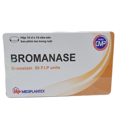 Bromanase 50mg kháng viêm, trị phù nề (10 vỉ x 10 viên)