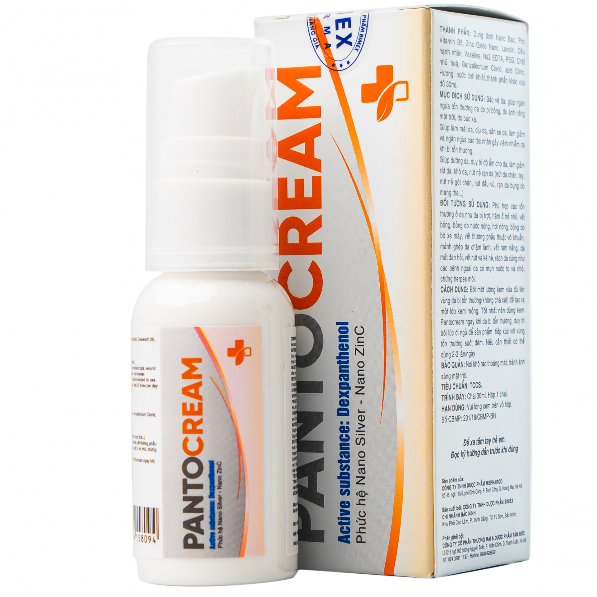 Kem Panto Cream Nano Zinc Đặc Trị Bỏng 30Ml