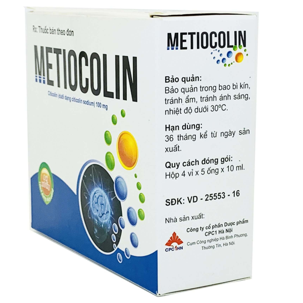 Thuốc Metiocolin 100Mg tăng cường dẫn truyền thần kinh (4 vỉ x 5 ống)