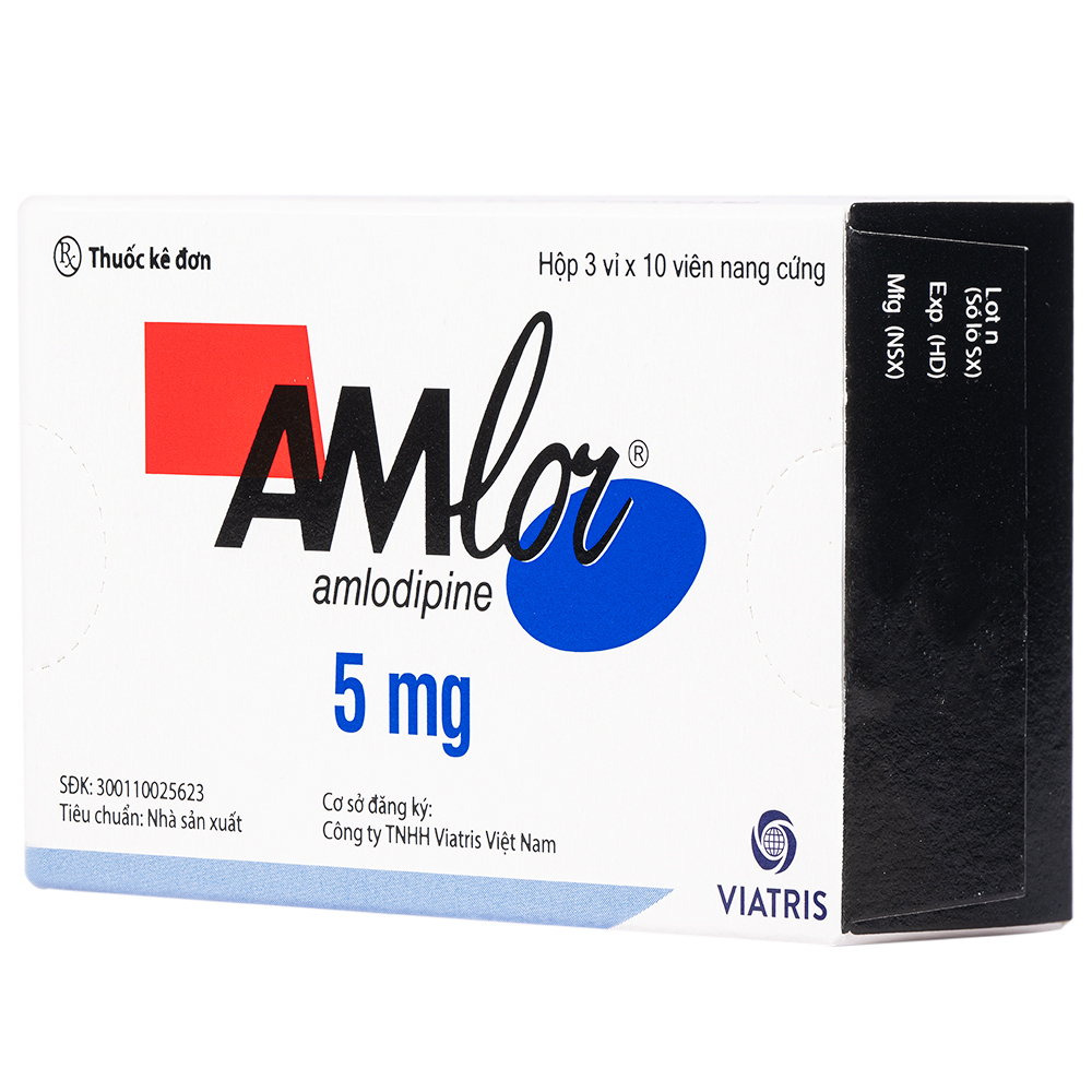 Thuốc Amlor 5mg điều trị tăng huyết áp, đau thắt ngực
