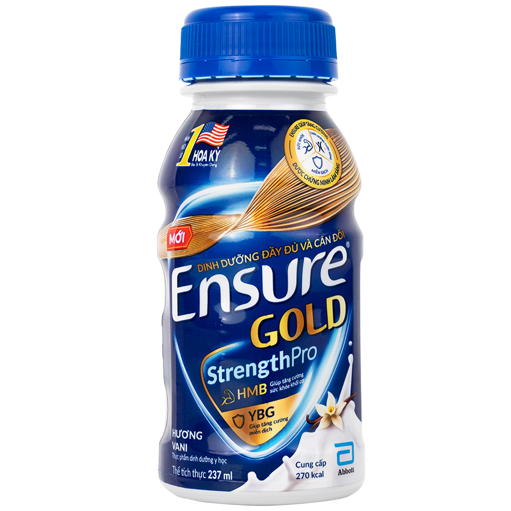 Sữa Ensure Gold hương vani tăng cường sức khỏe dạng chai 237ml