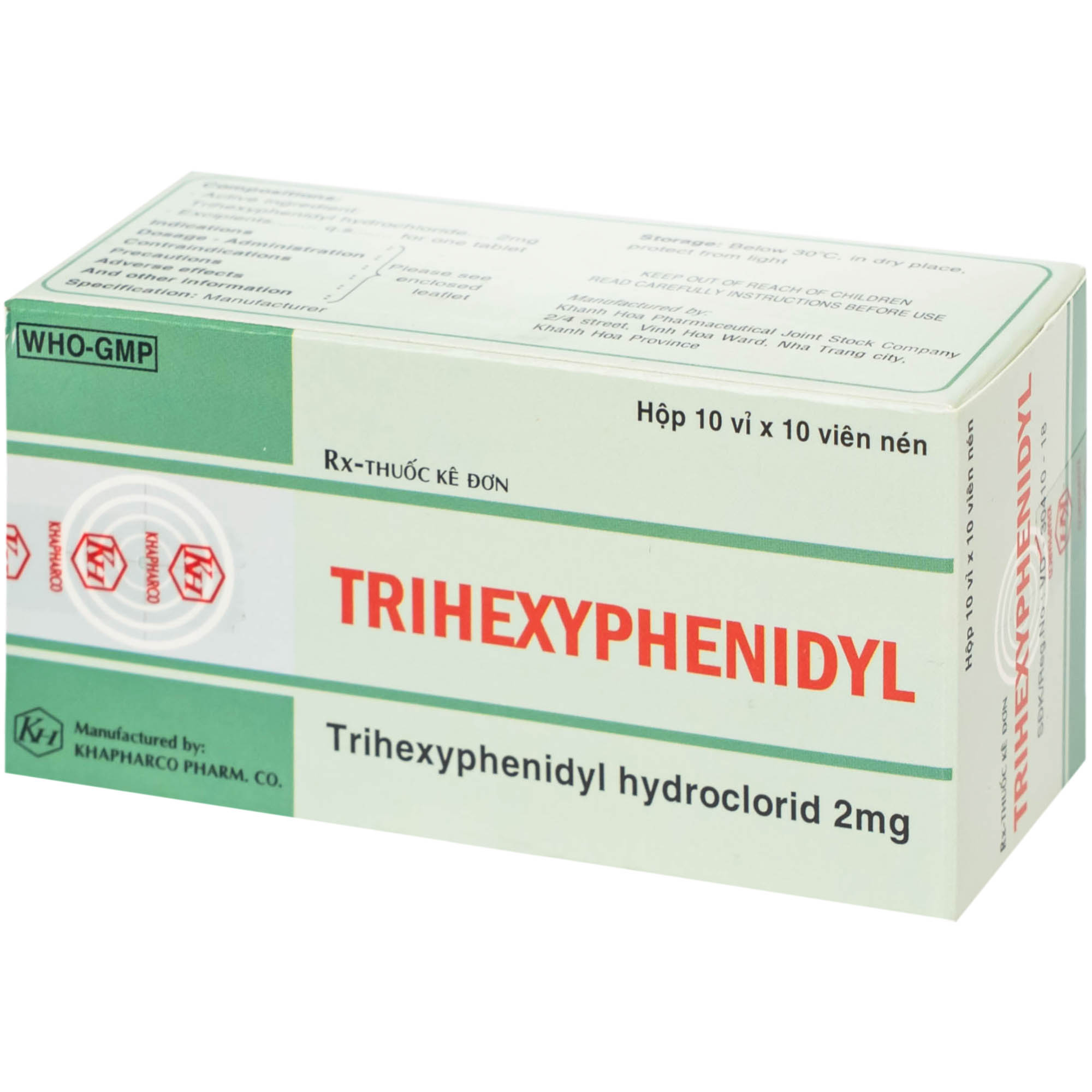 Thuốc Trihexyphenidyl 2mg Khánh Hòa điều trị phụ trợ hội chứng ...