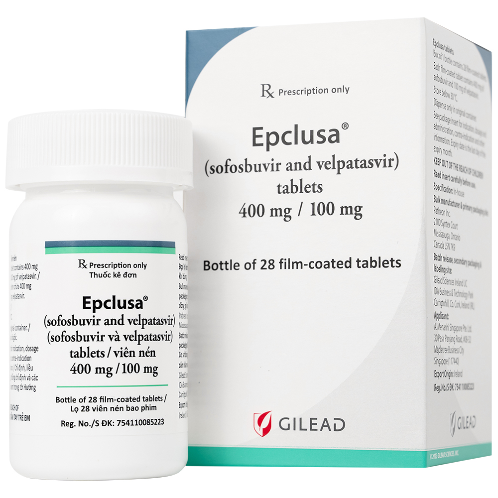 Thuốc Epclusa 400mg/100mg Gilead điều trị viêm gan C mãn tính (28 viên ...