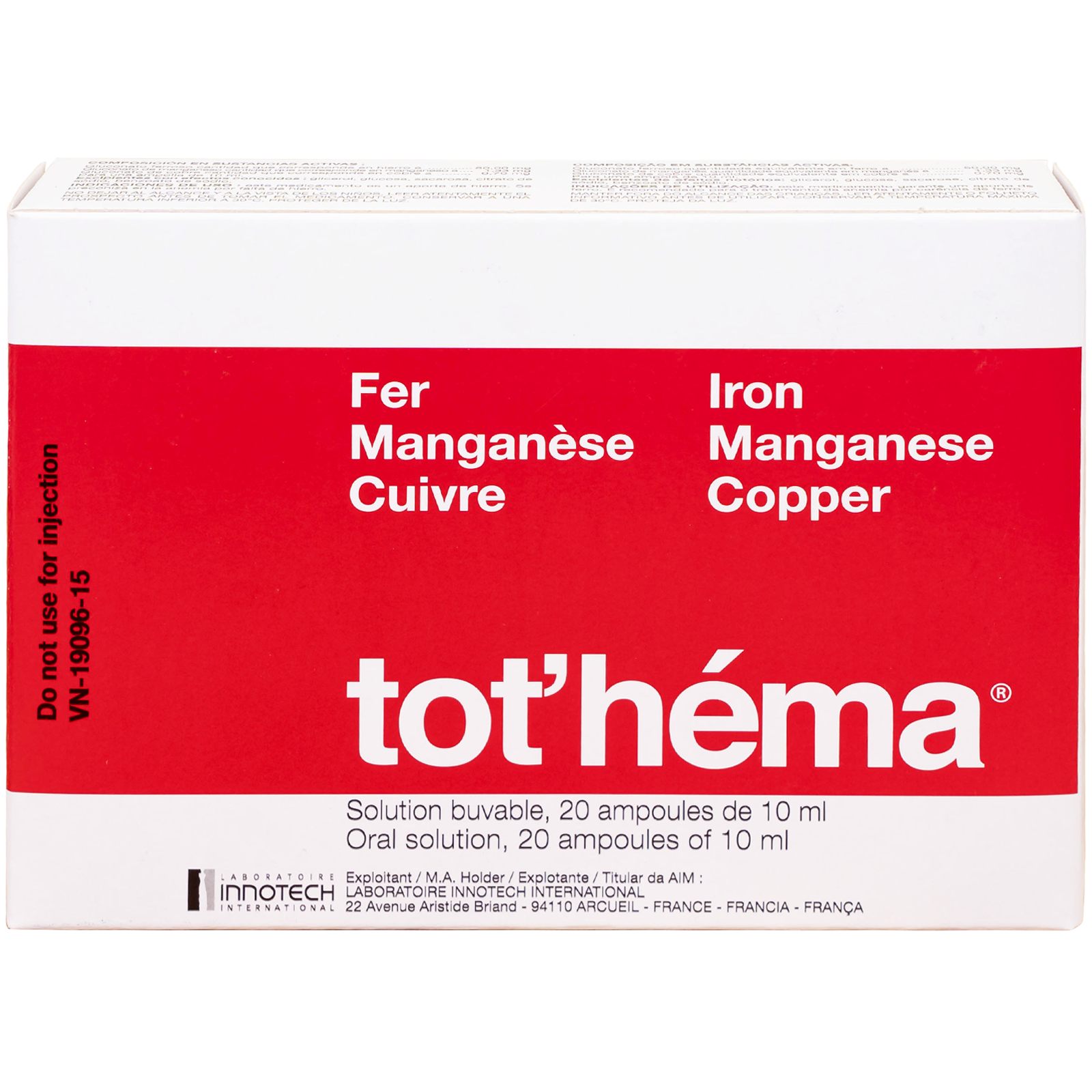 Thuốc Tothema Innothera điều trị thiếu máu (2 vỉ x 10 ống)