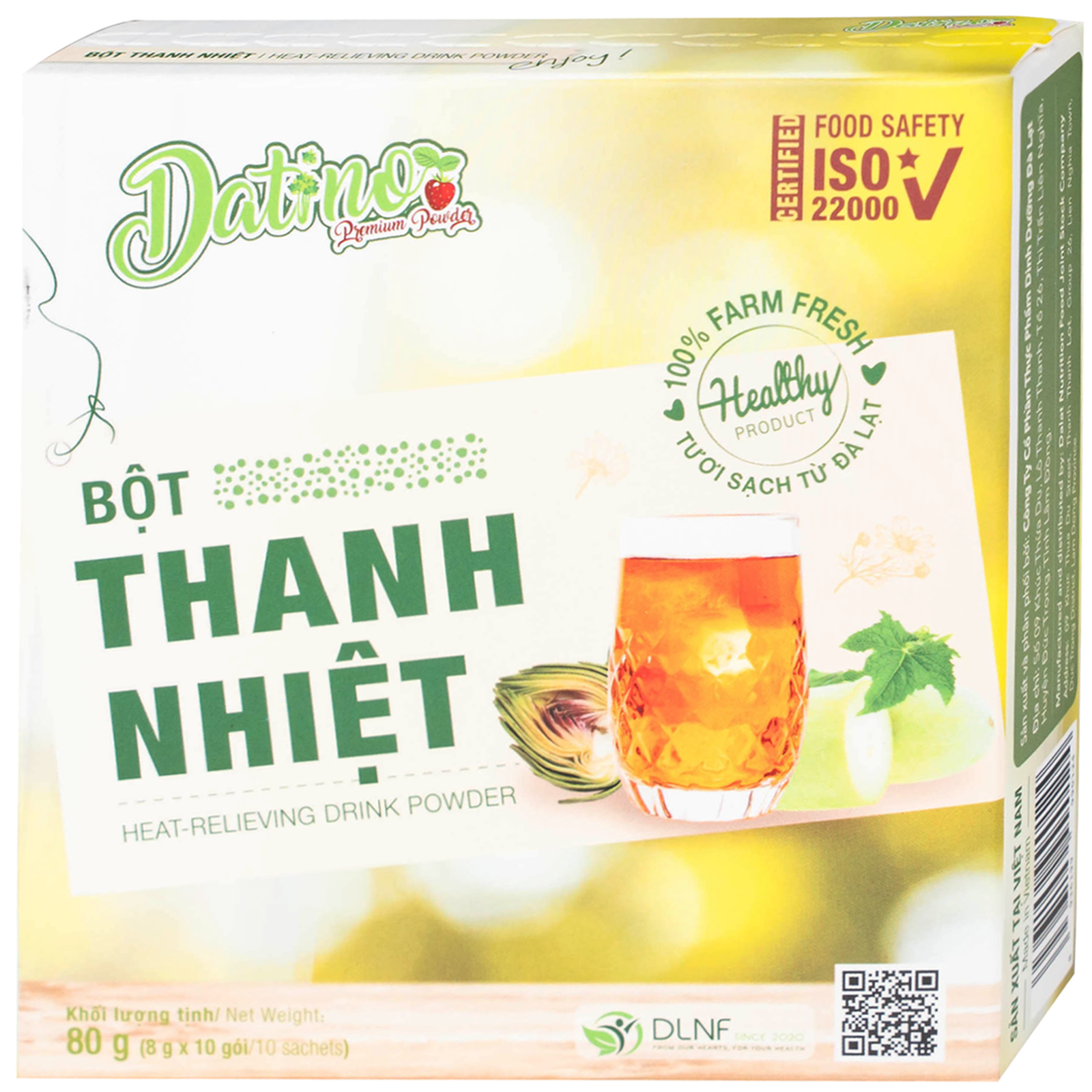 Bột thanh nhiệt Datino hỗ trợ mát gan, lợi tiểu (10 gói x 8g)