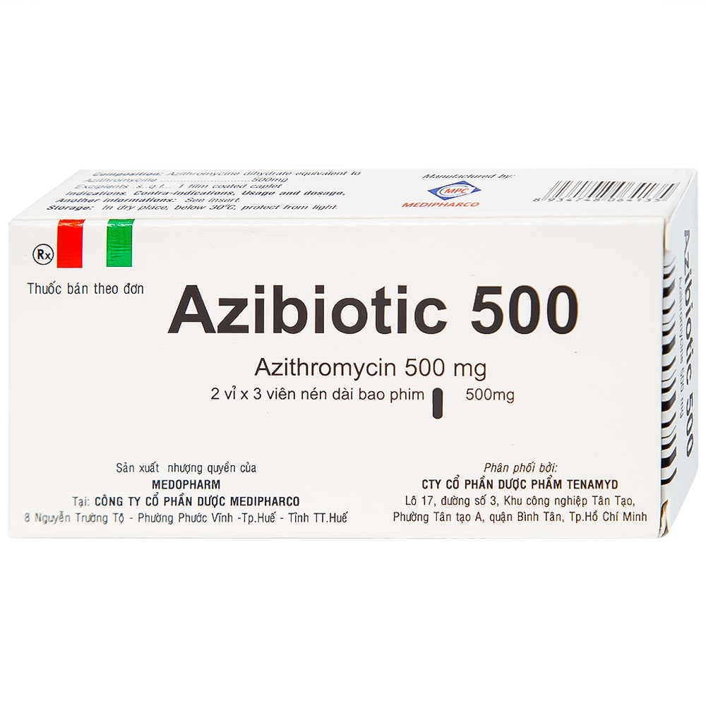 Thuốc Azibiotic 500 mg kháng viêm, điều trị nhiễm khuẩn