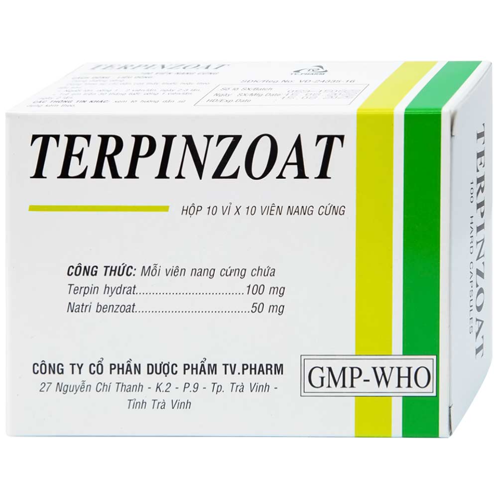 Thuốc Terpinzoat TVP giảm ho do viêm phế quản, khí quản