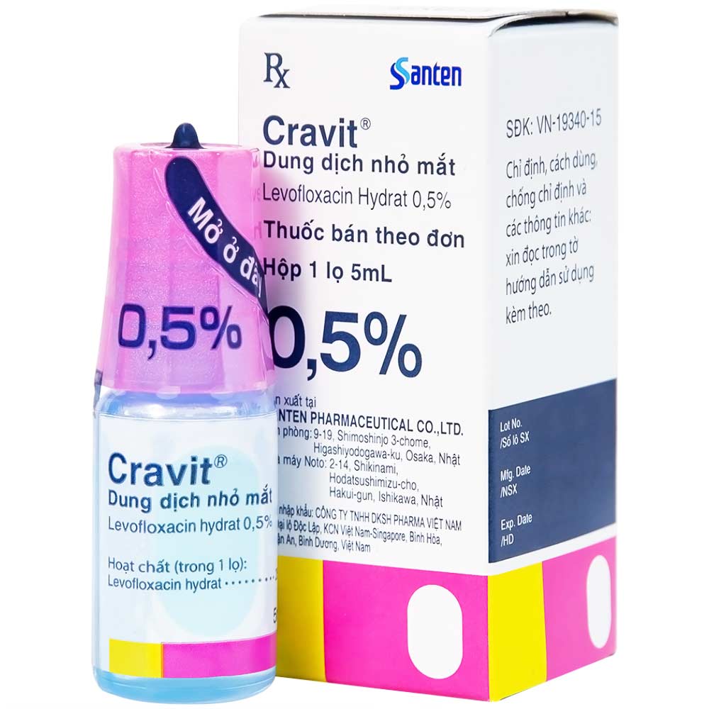 Thuốc nhỏ mắt Cravit 0.5% trị viêm bờ mi, viêm túi lệ (5ml)