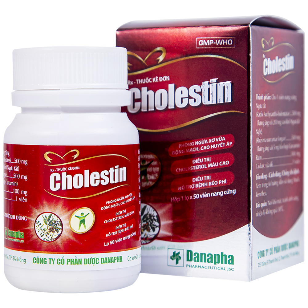 Cholestin Danapha: Viên uống điều trị cholesterol máu cao (50 viên)