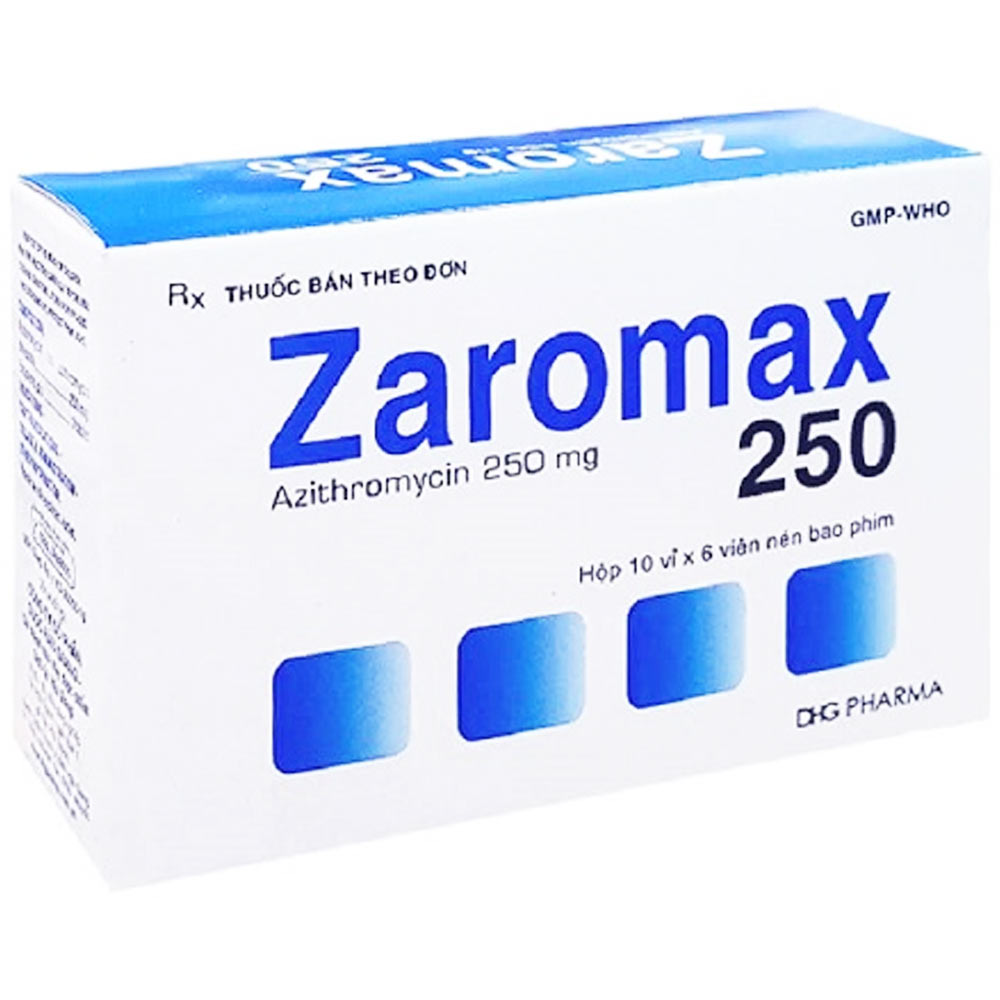 Thuốc Zaromax 250mg điều trị nhiễm khuẩn (10 vỉ x 6 viên)